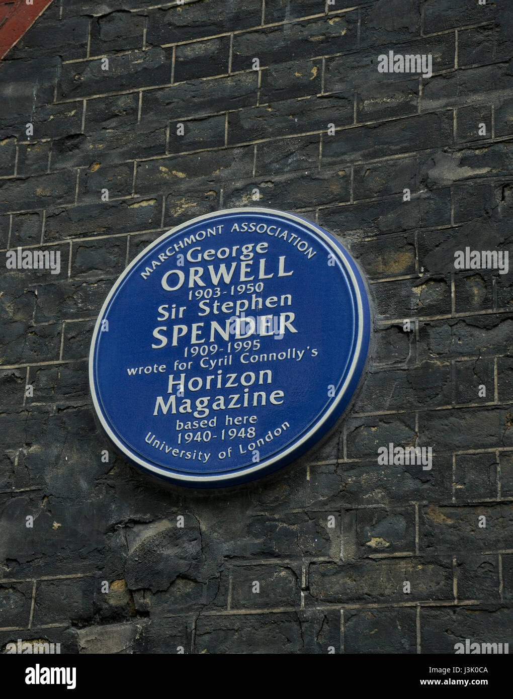 Plaque dedicated to George Orwell and Sir Stephen Spender commemorating ...