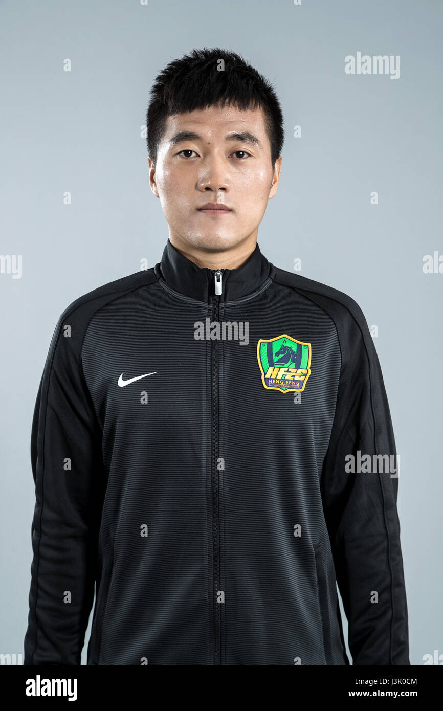 Portrait of Chinese soccer player Tang Xin of Guizhou Hengfeng Zhicheng ...