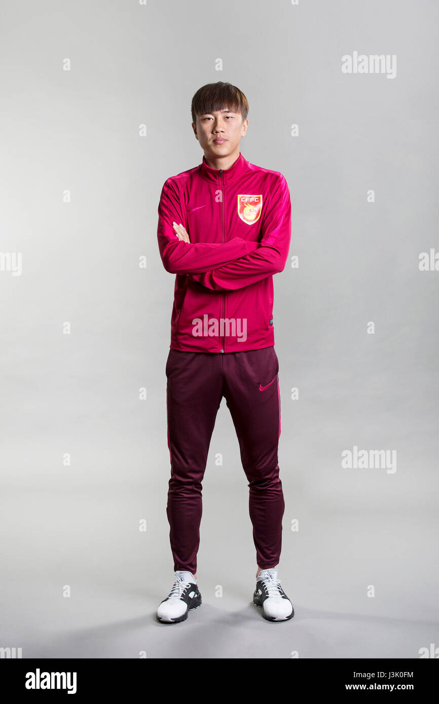 Portrait of Chinese soccer player Li Haoran of Hebei China Fortune F.C ...