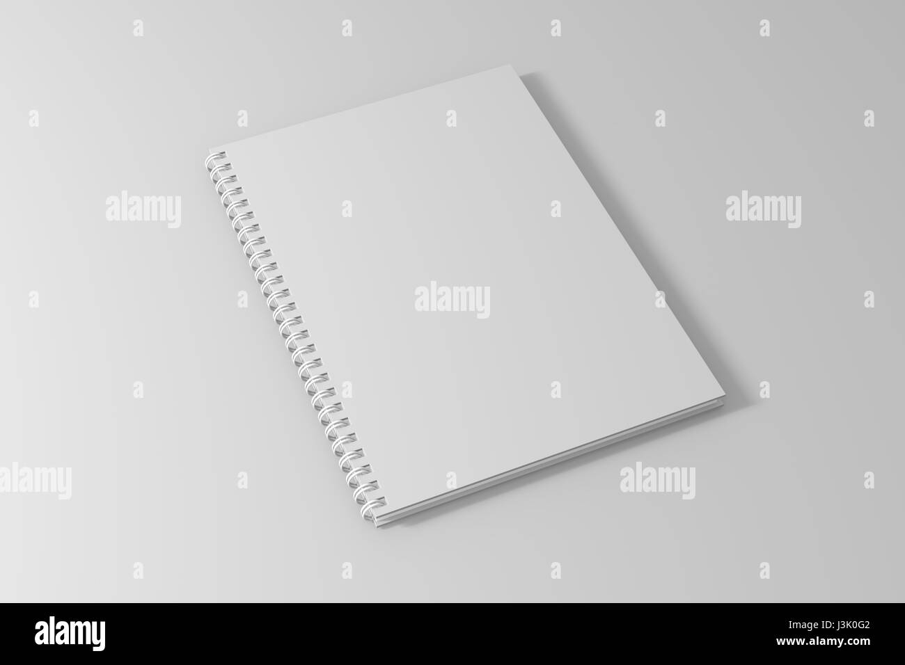 spiral notebook template on clean white background. 3d illustrated ...