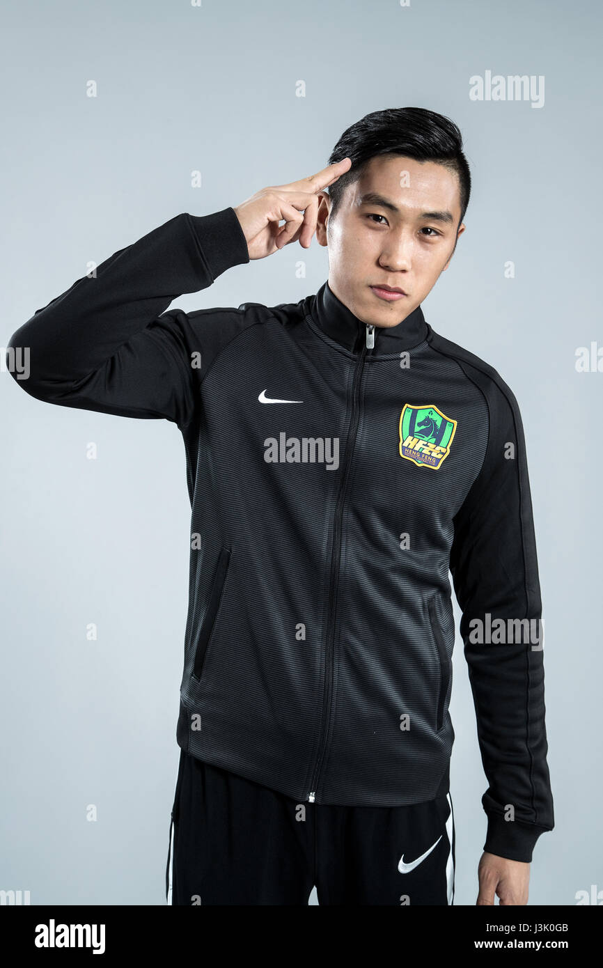 Portrait of Chinese soccer player Liu Hao of Guizhou Hengfeng Zhicheng ...