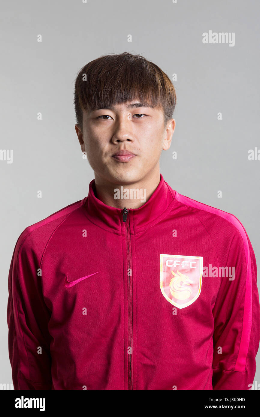 Portrait of Chinese soccer player Li Haoran of Hebei China Fortune F.C ...