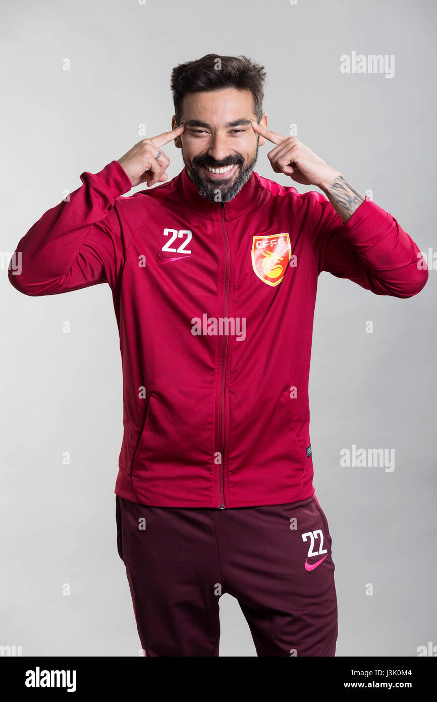 Portrait of Argentine soccer player Ezequiel Lavezzi of Hebei China ...