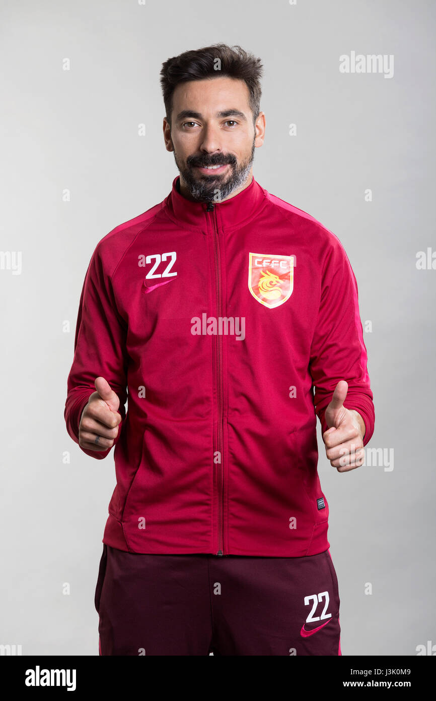 Portrait of Argentine soccer player Ezequiel Lavezzi of Hebei China ...