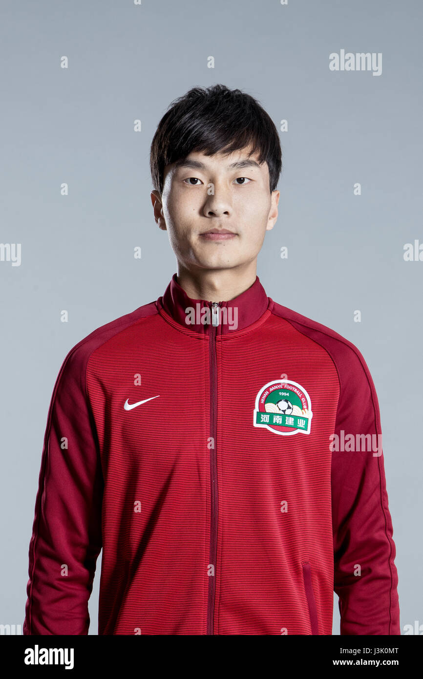 Portrait of Chinese soccer player Long Wei of Henan Jianye F.C. for the 2017 Chinese Football ...