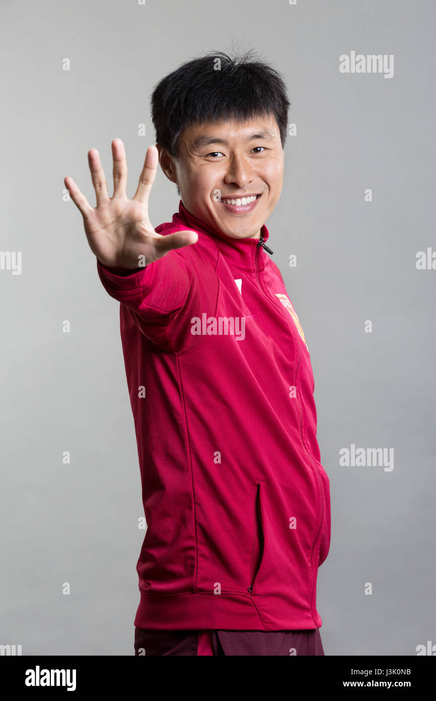 Portrait of Chinese soccer player Jiang Ning of Hebei China Fortune F.C ...