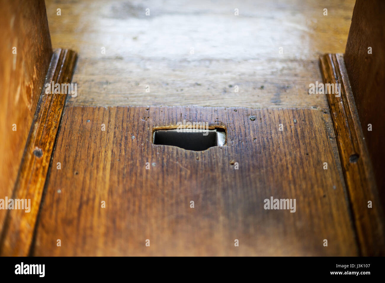wooden money receiver in a orthodox Greek church Stock Photo - Alamy