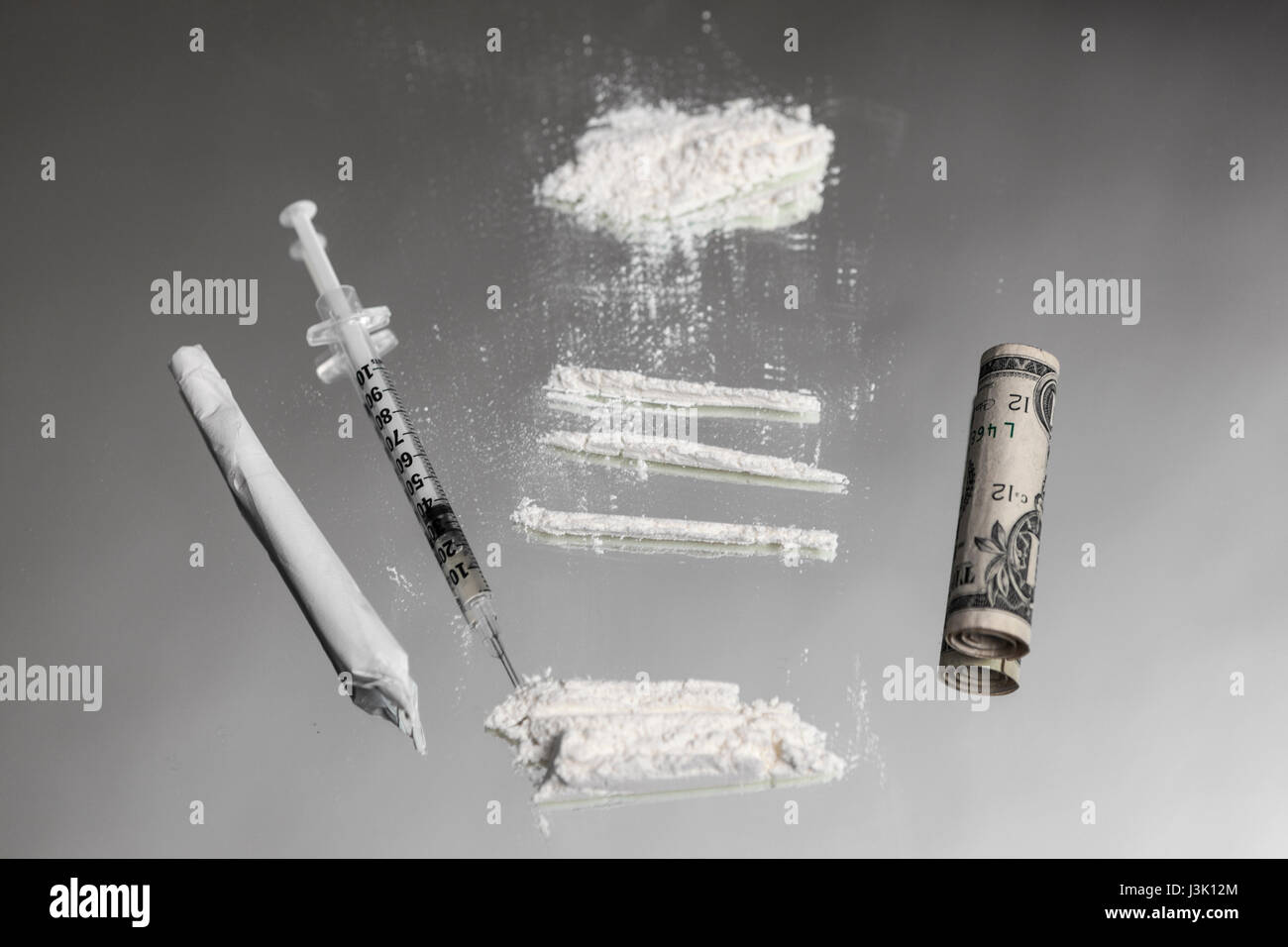 Conceptual image on the subject of drug addiction and money Stock Photo ...