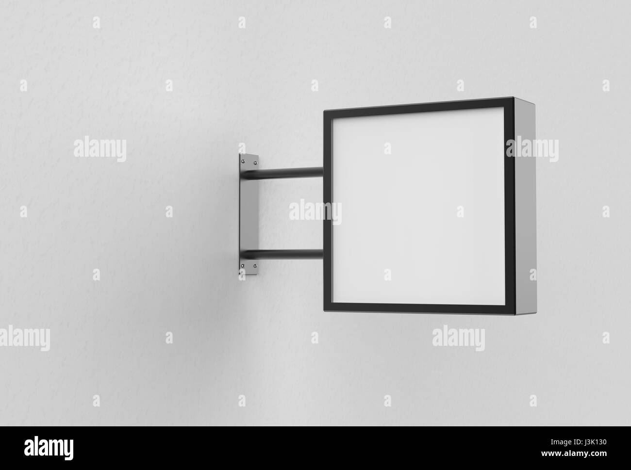 Square signboard on the white wall. 3D illustrating Stock Photo - Alamy