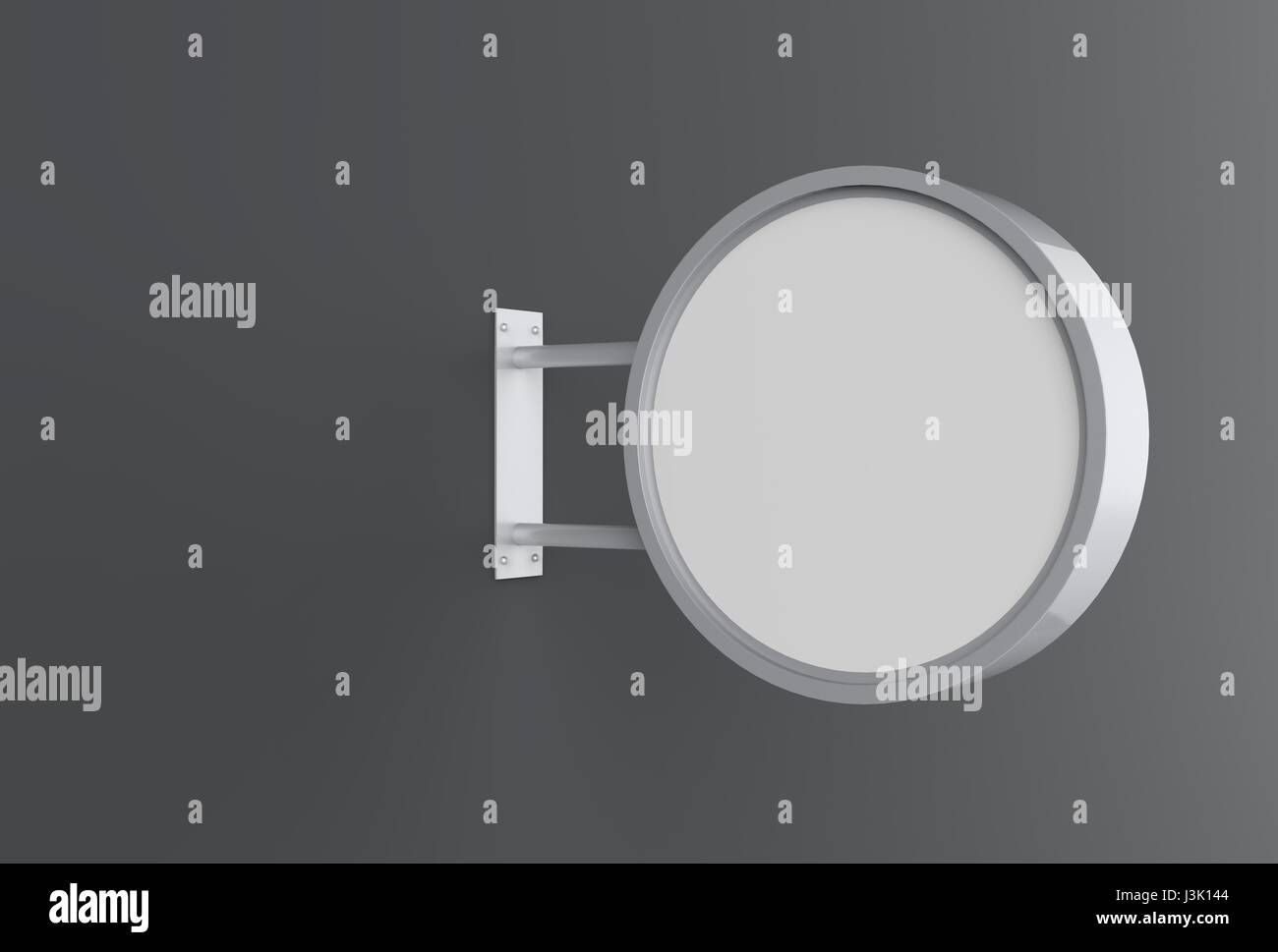 Circular signboard on dark wall. 3D illustrating Stock Photo - Alamy
