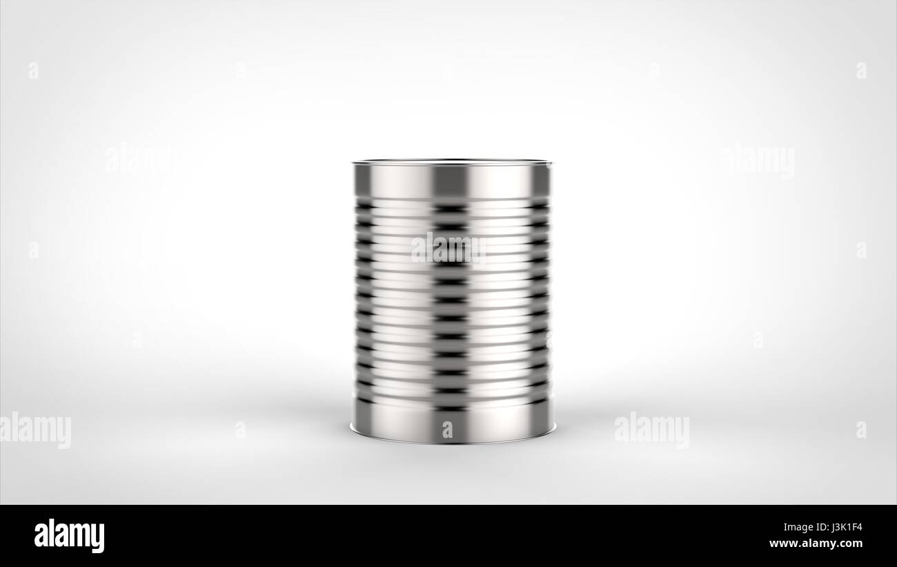 Tin can isolated on white background with soft shadows. 3D illustrating ...