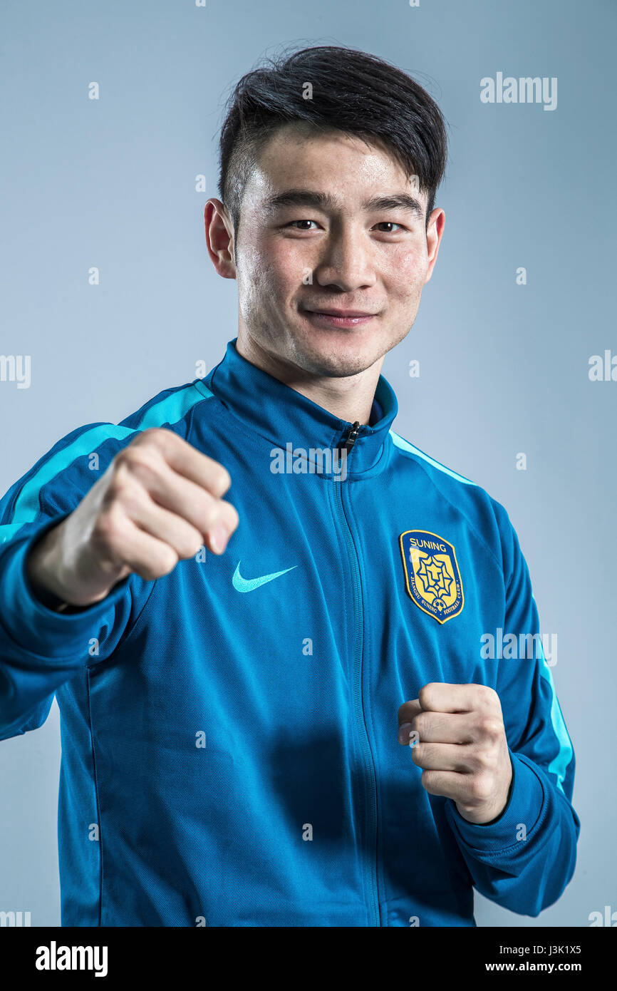 Portrait of Chinese soccer player Ji Xiang of Jiangsu Suning F.C. for ...