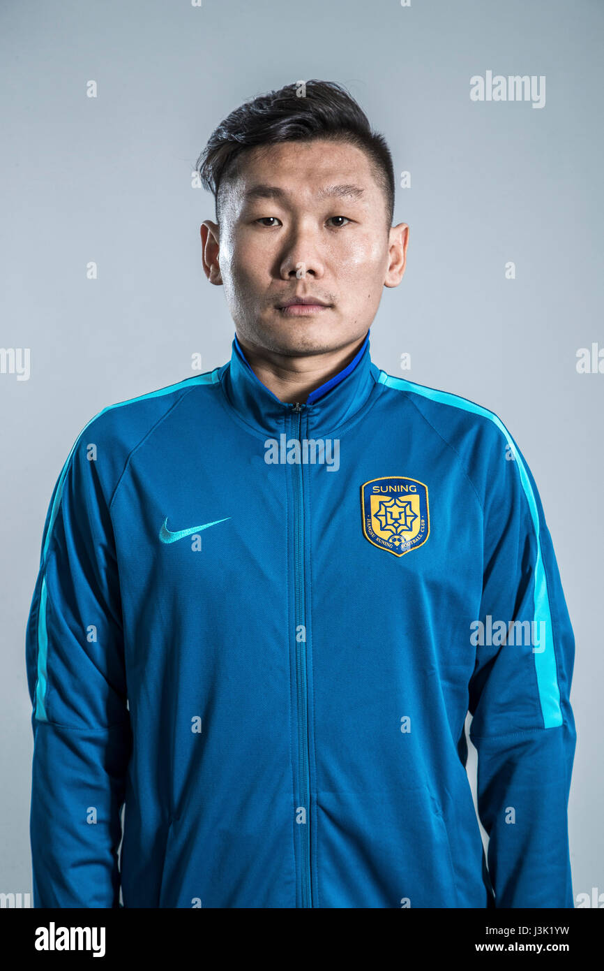 Portrait of Chinese soccer player Liu Jianye of Jiangsu Suning F.C. for ...
