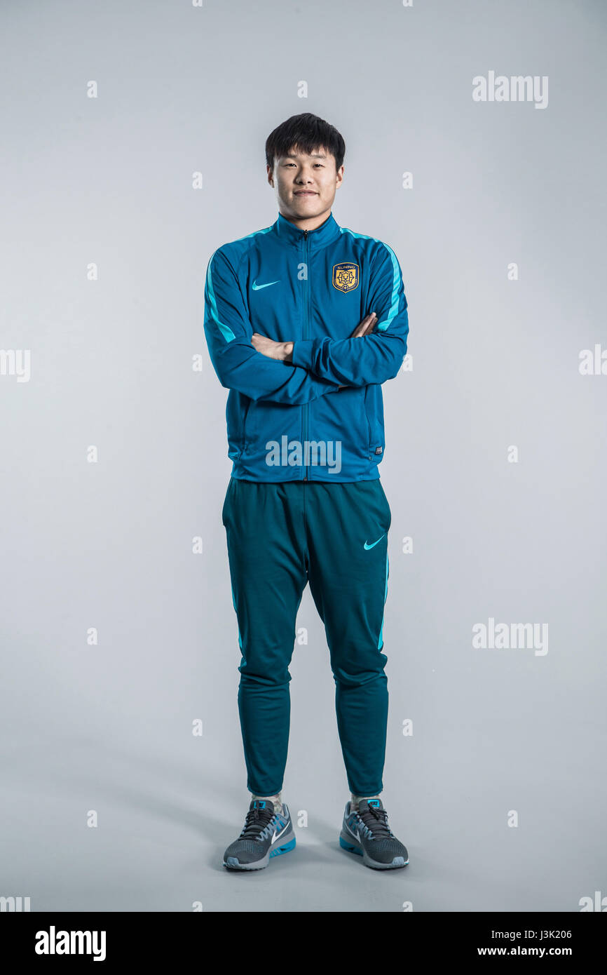 Portrait of Chinese soccer player Li Ang of Jiangsu Suning F.C. for the ...