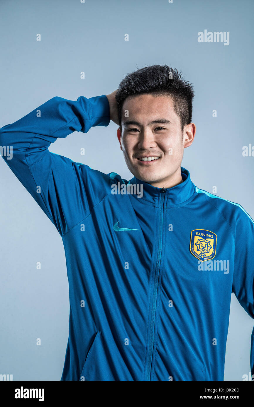 Portrait of Chinese soccer player Cao Kang of Jiangsu Suning F.C. for ...