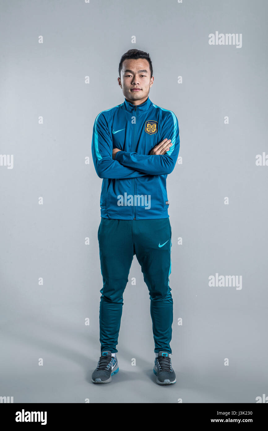 Portrait of Chinese soccer player Nan Xiaoheng of Jiangsu Suning F.C ...