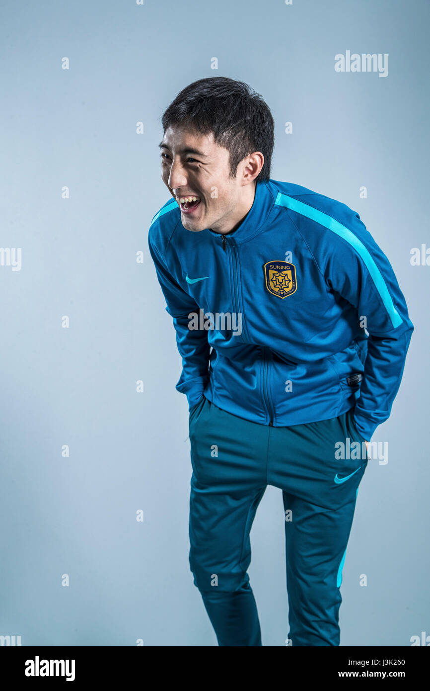 Portrait of Chinese soccer player Yang Boyu of Jiangsu Suning F.C. for ...
