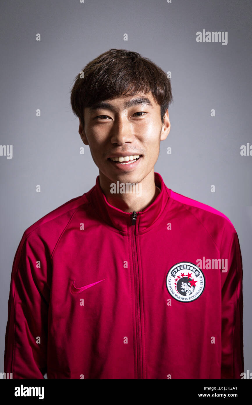 Portrait of Chinese soccer player Li Chenglin of Liaoning Whowin F.C ...