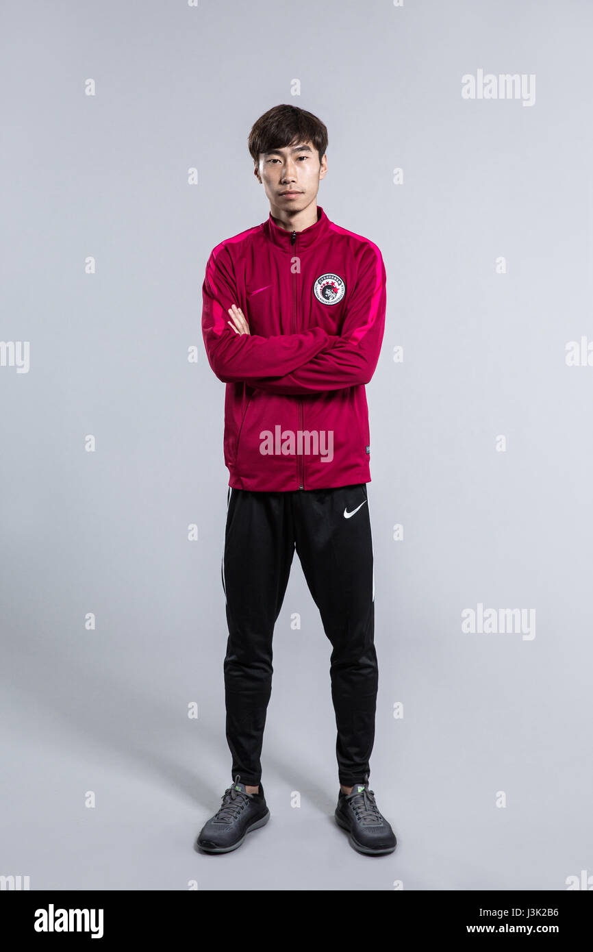 Portrait of Chinese soccer player Li Chenglin of Liaoning Whowin F.C ...