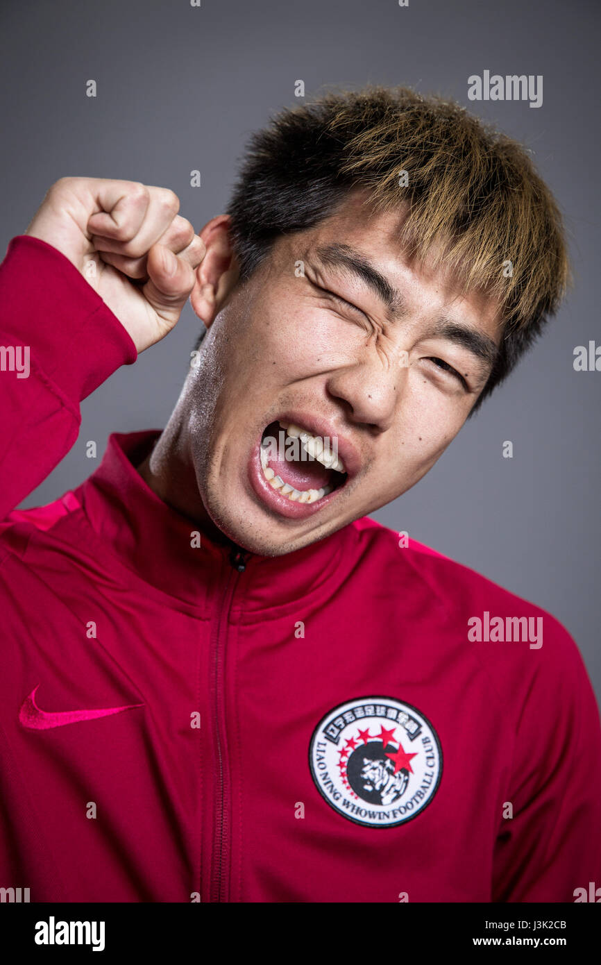 Portrait of Chinese soccer player Hu Yanqiang of Liaoning Whowin F.C ...