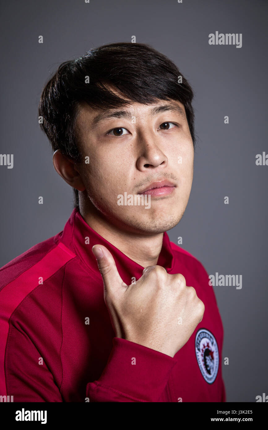 Portrait of Chinese soccer player Song Chen of Liaoning Whowin F.C. for ...