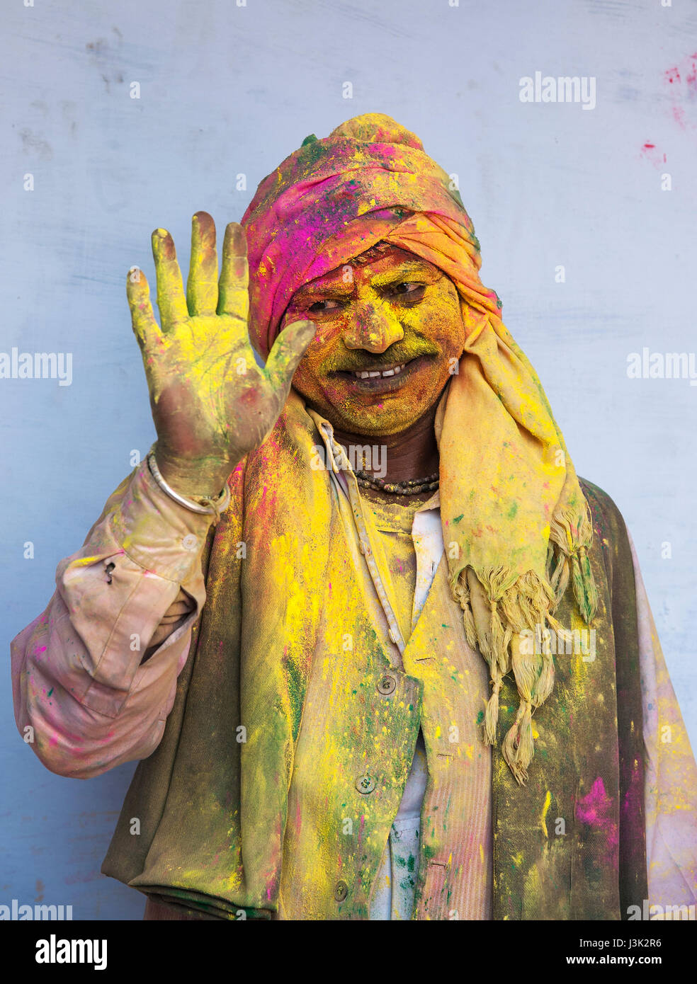Indian men holi festival mathura hi-res stock photography and images ...