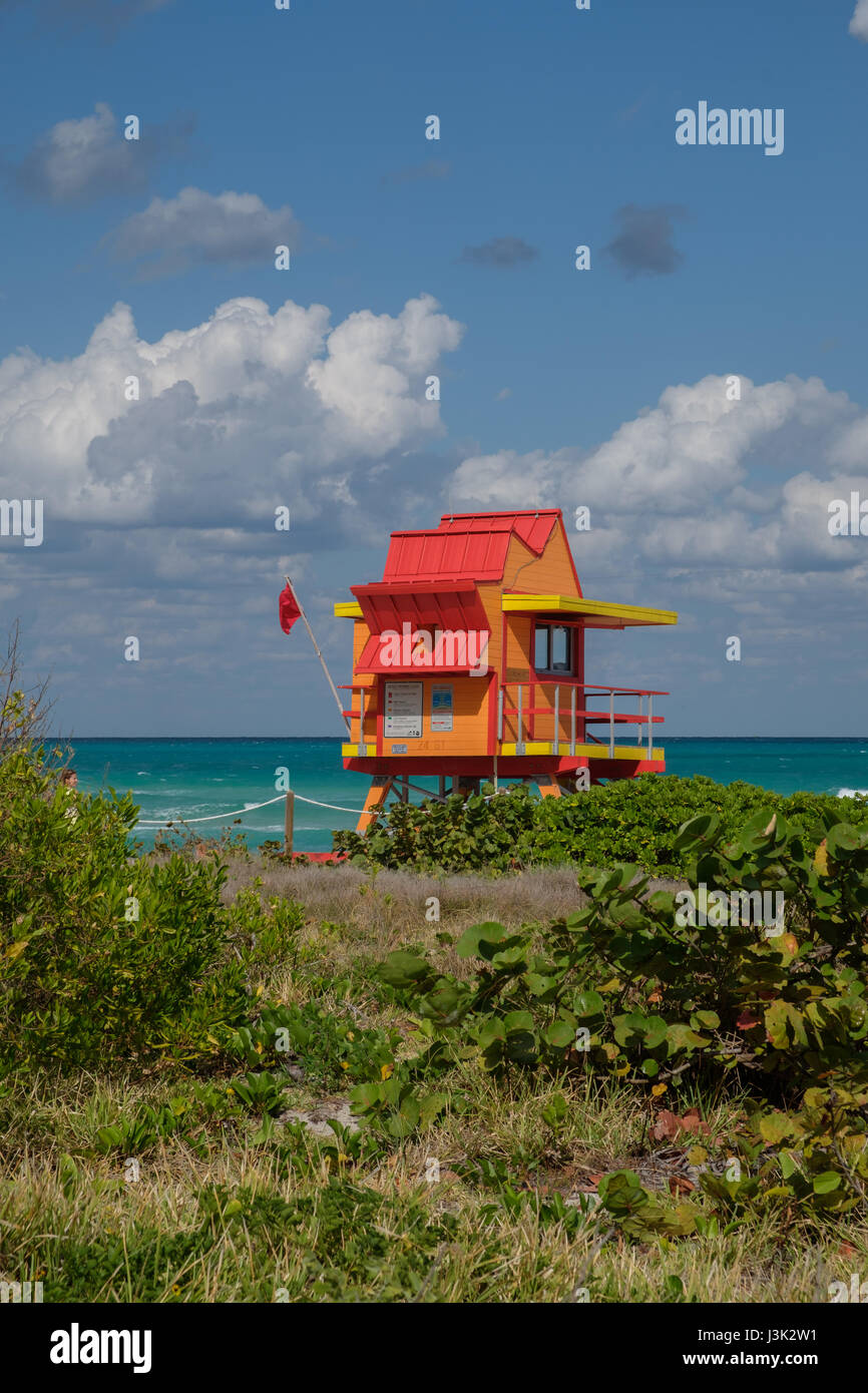 Colorful lifeguard stand in Miami Beach Stock Photo - Alamy