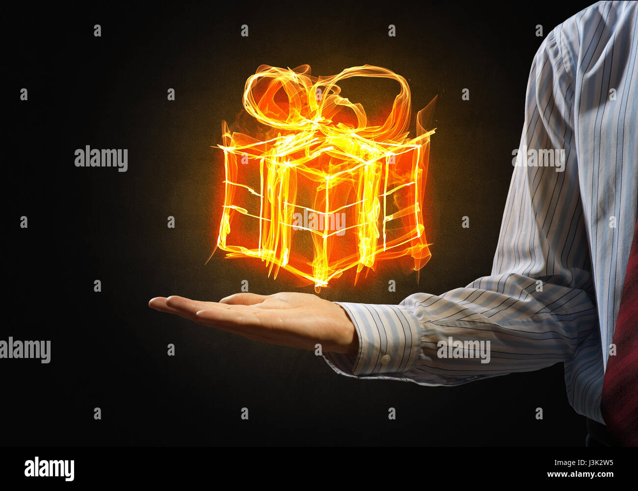 Fire gift box Stock Photo - Alamy