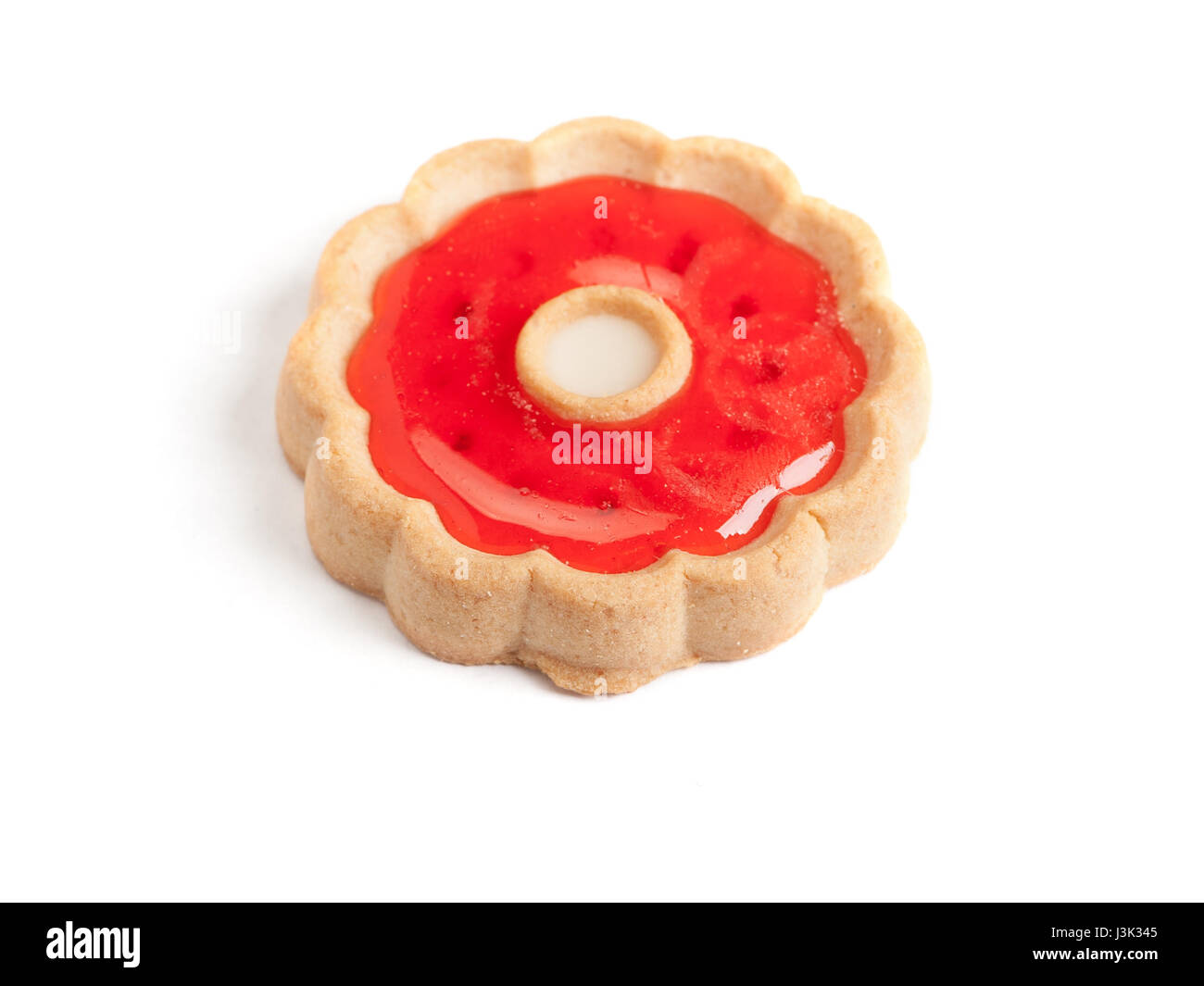 Cookie with red jam isolated on white Stock Photo - Alamy