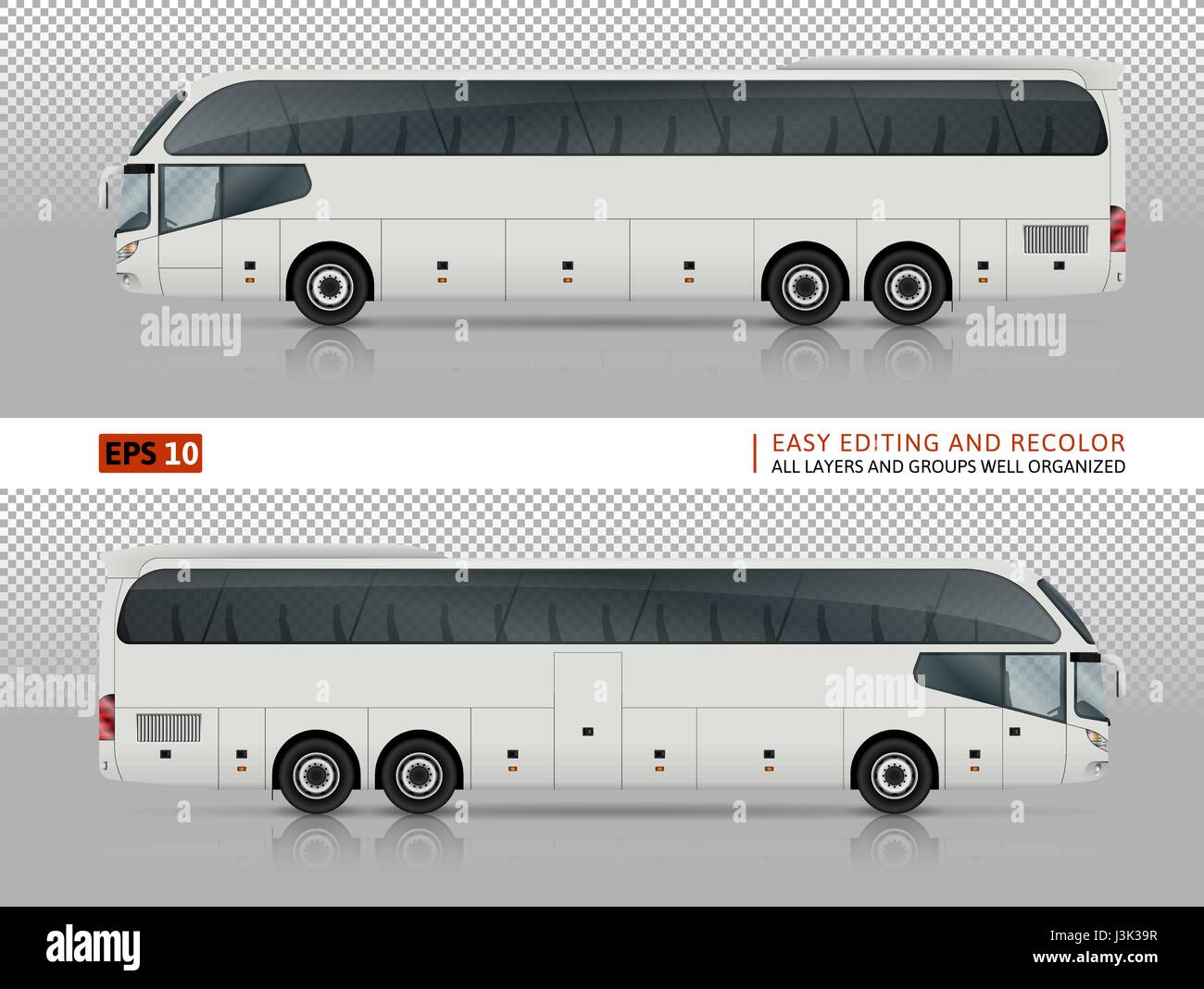 Vector bus on transparent background. All elements in groups on ...