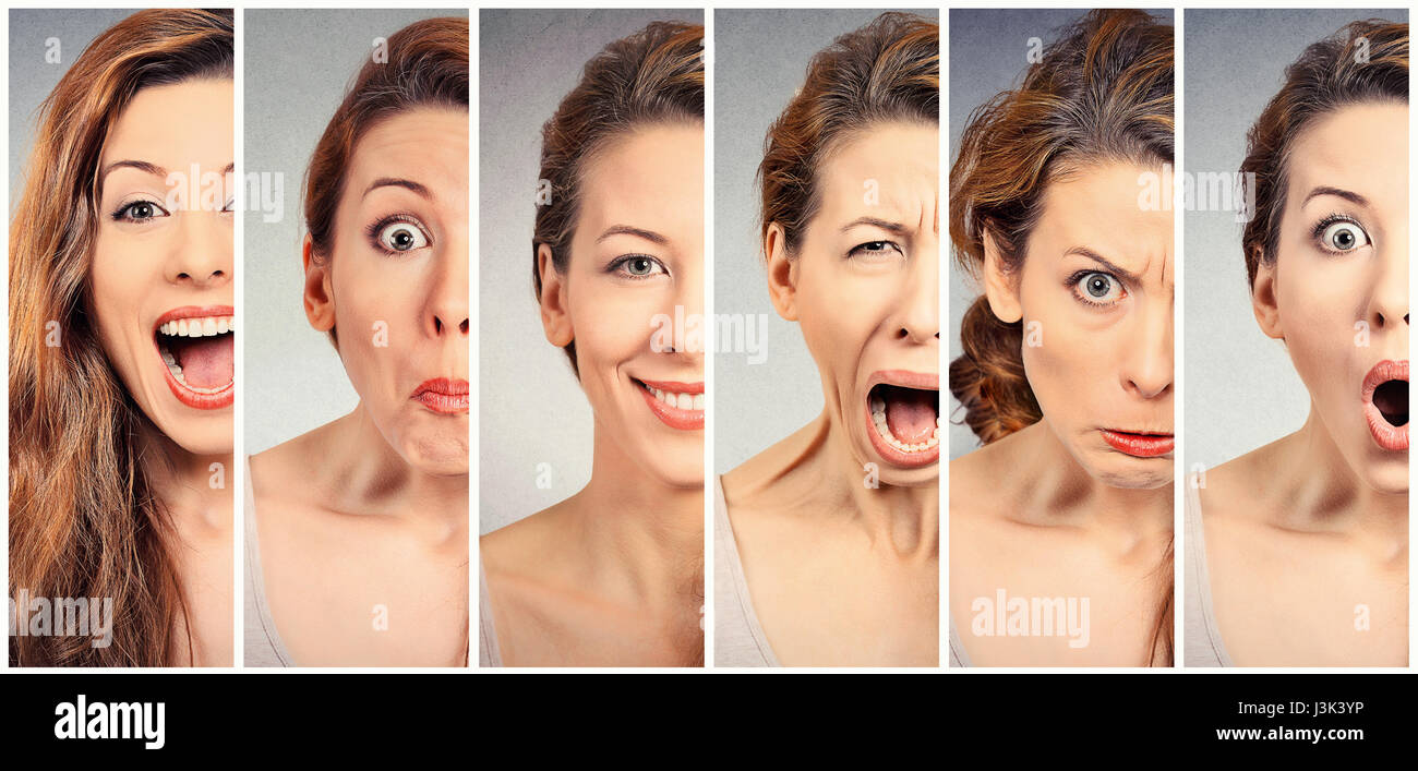 Woman changing mood Stock Photo - Alamy