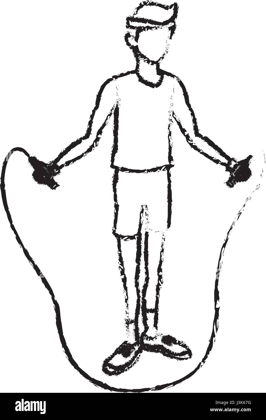 sketch man training jump rope fitness Stock Vector Image & Art - Alamy