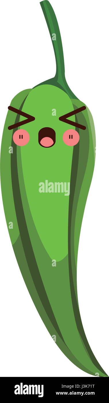 kawaii green chili pepper vegetable fresh food image vector ...