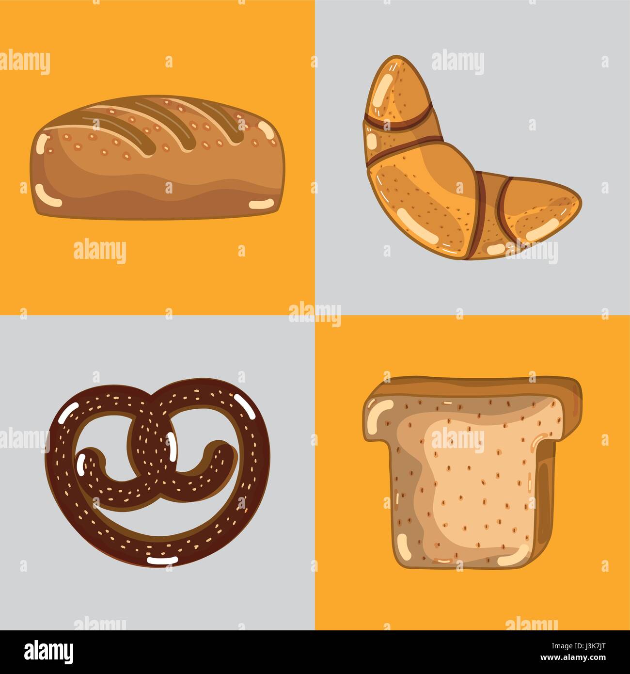 set of delicious types of breads Stock Vector Image & Art - Alamy