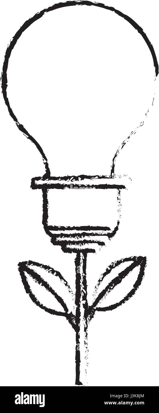 line bulb plant with leaves to save environment Stock Vector Image ...