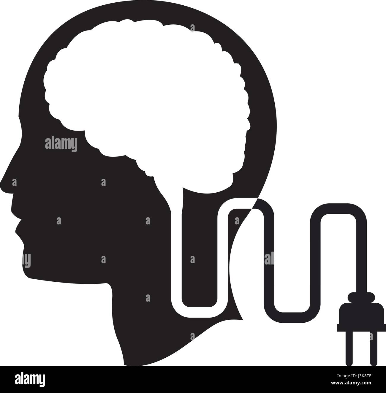 head profile human brain cable plug Stock Vector Image & Art - Alamy