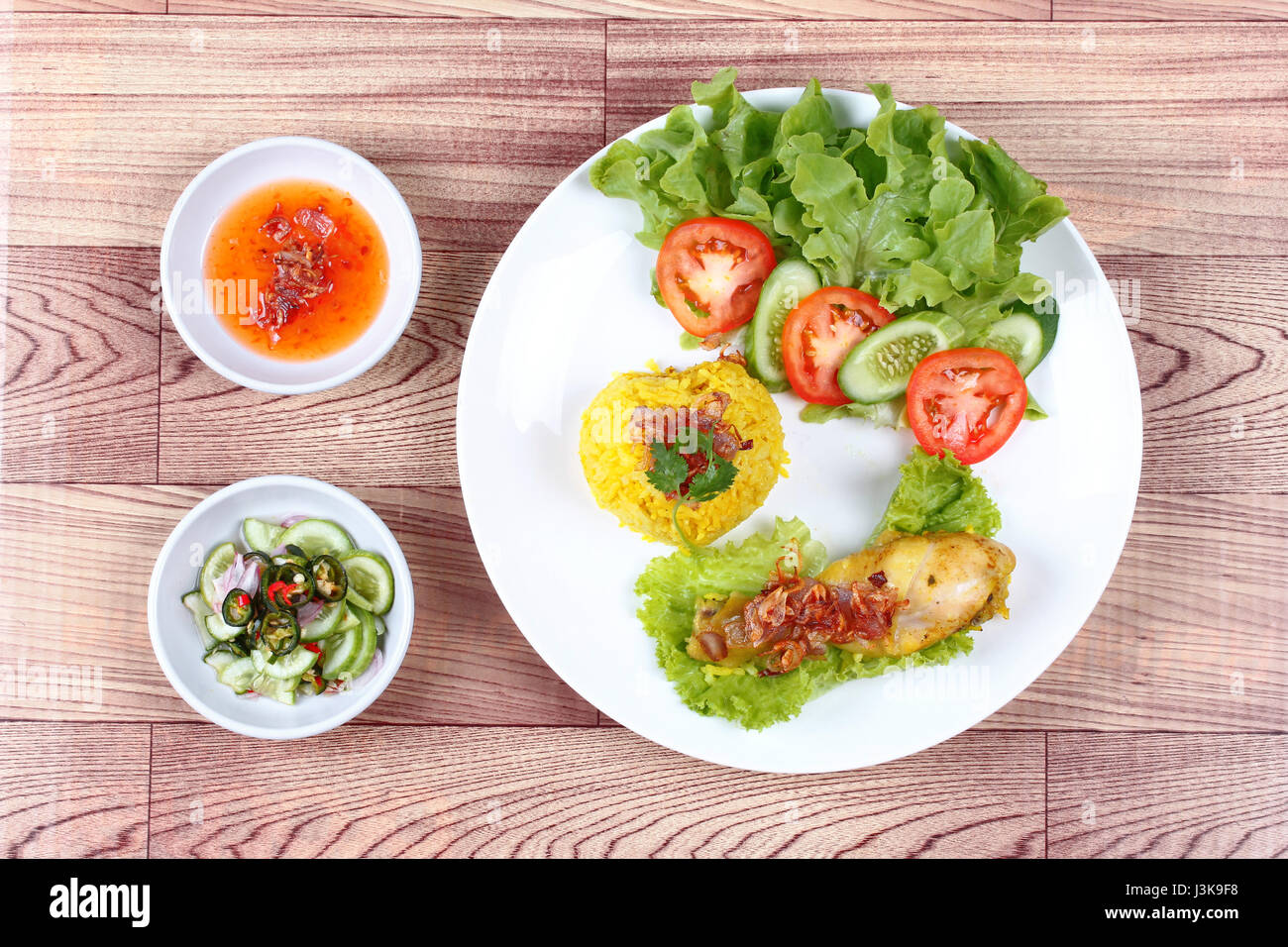 Muslim yellow jasmine rice with chicken,Halal chicken and curry rice,as ...