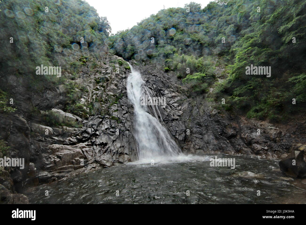 Waterfall view with mist from the falls of Nunibiki waterfall park,Kobe ...