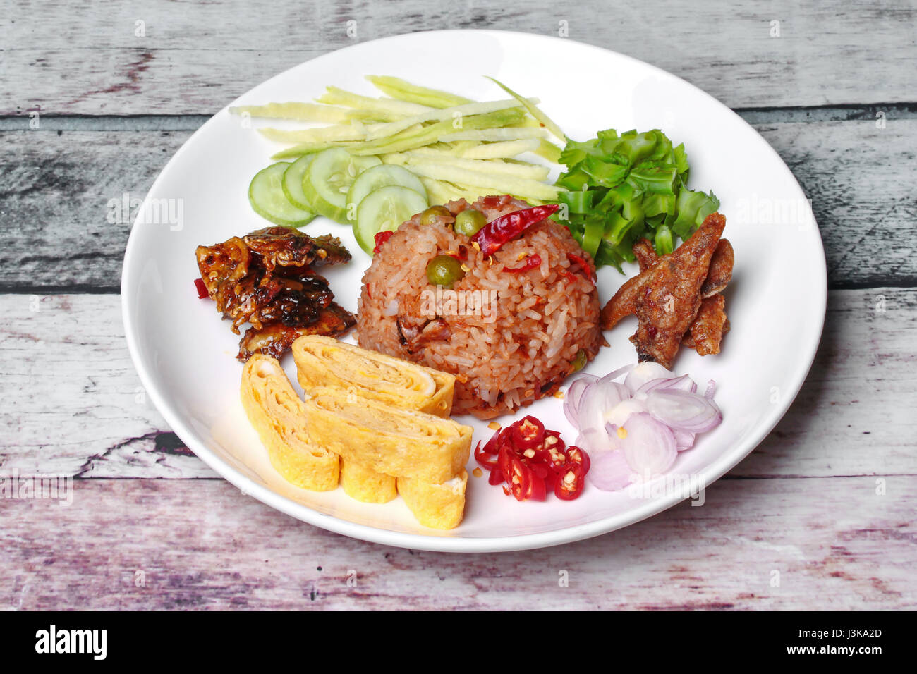 Thai food ,Fried jasmine rice with shrimp paste call Kao Klok Kapi in ...