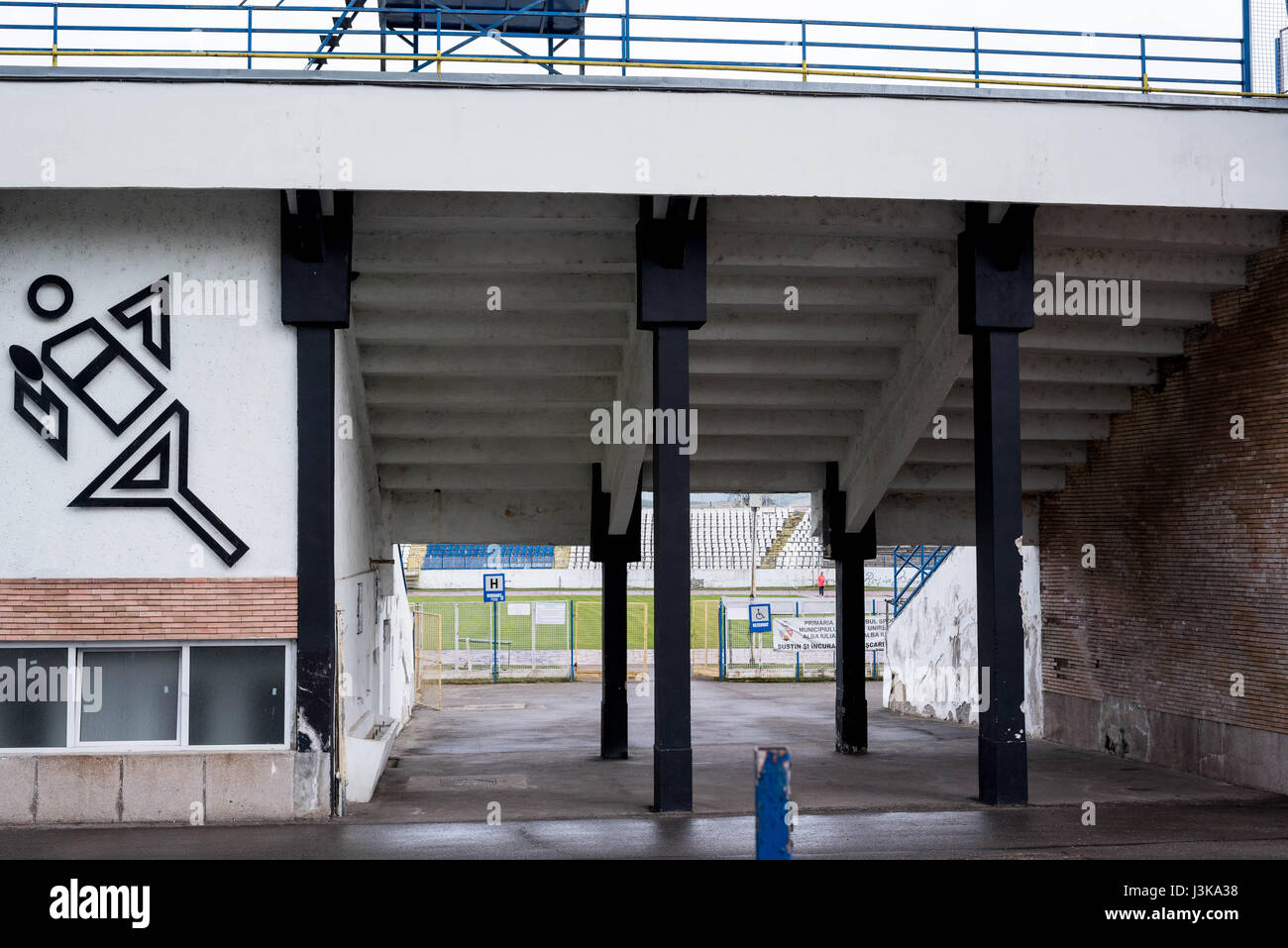 The image shows the old stadium of Alba Iulia where Nicolae Stanciu the ...