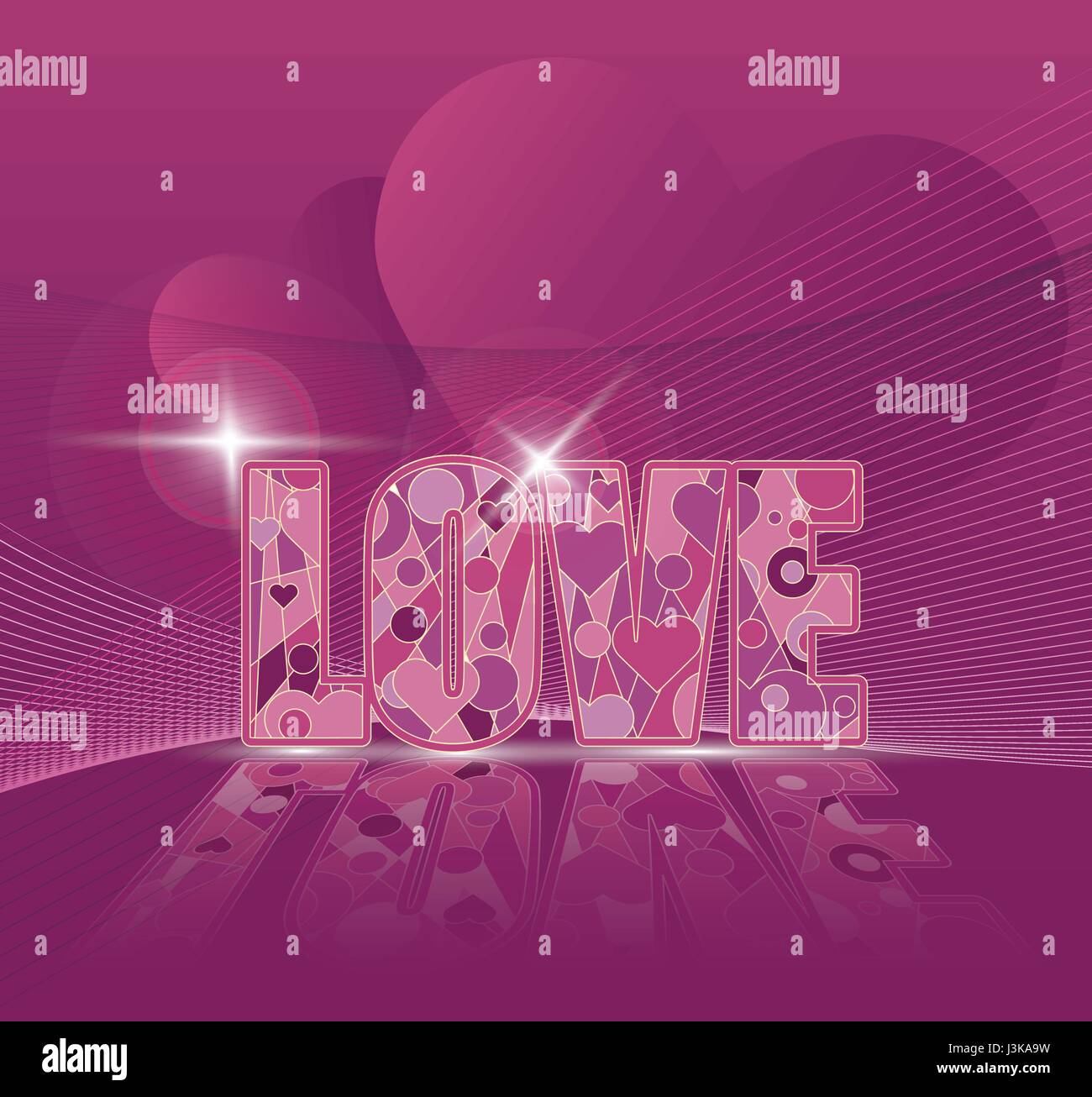 Love word creative text with heart symbol romantic vector background ...