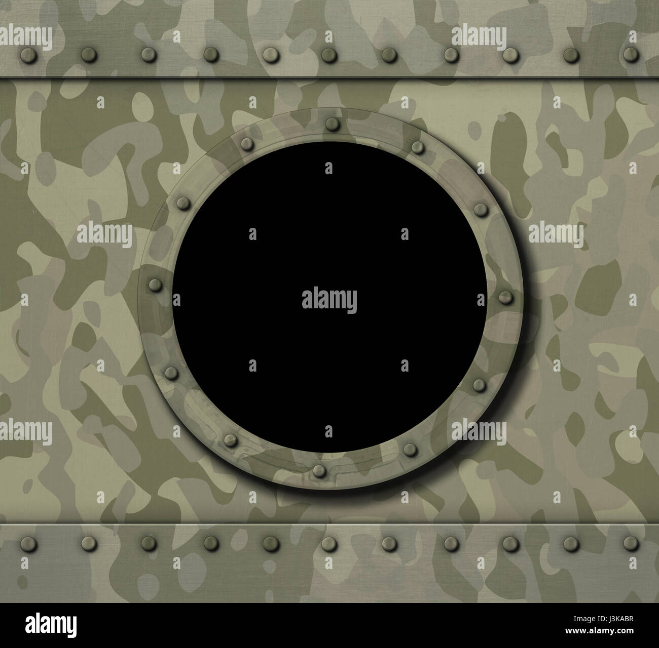 porthole window on military metal background 3d illustration Stock ...