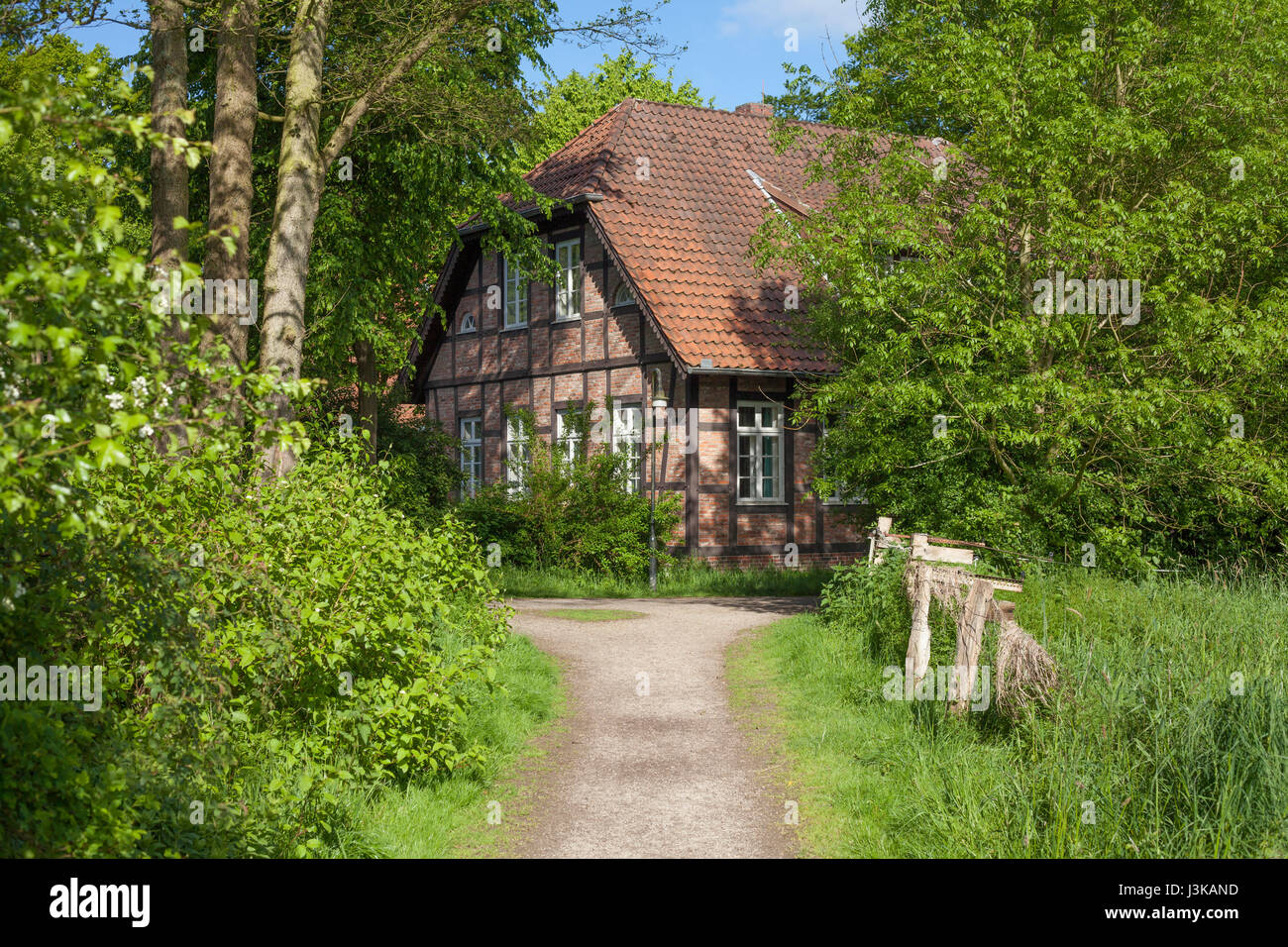 Hiking trail and walking promenade in the Bremen Switzerland old Frame ...