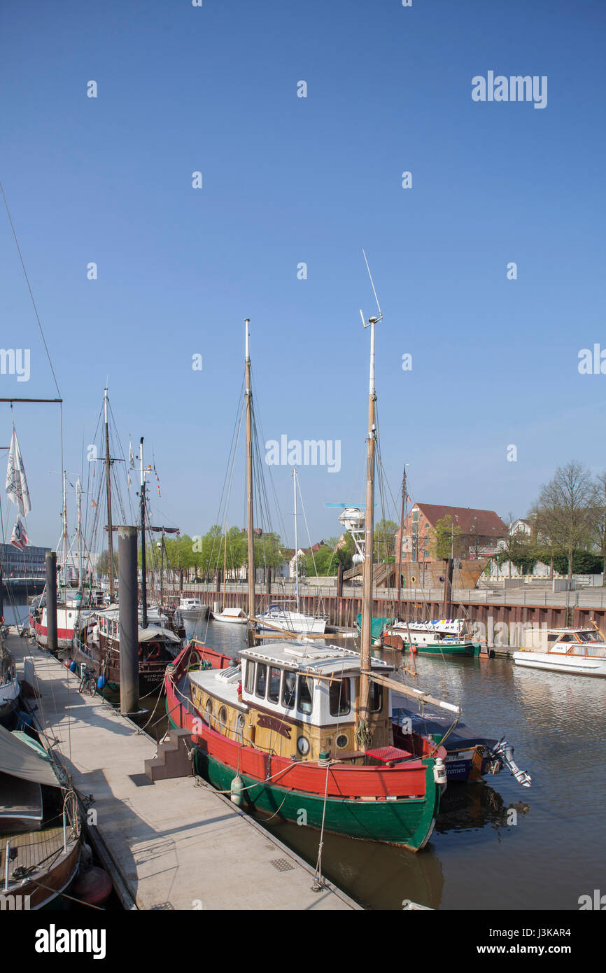 Old ships in museum harbor Vegesack harbor, Bremen-Vegesack, Bremen ...