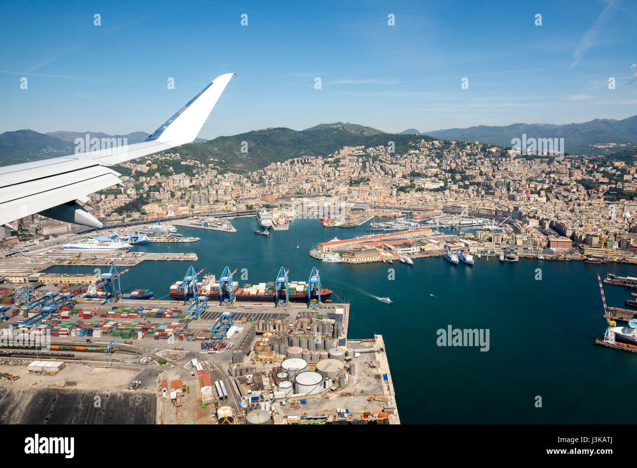 Aerial view of Genoa city in italy Stock Photo - Alamy