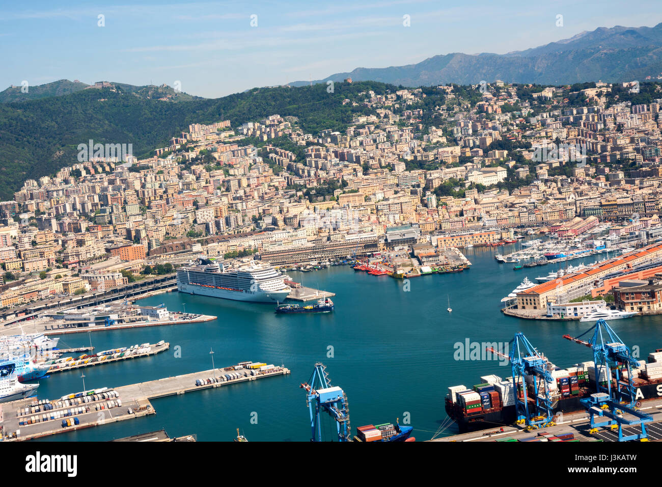 Aerial view of Genoa city in italy Stock Photo - Alamy
