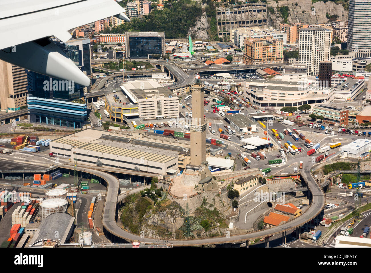 Aerial view of Genoa city in italy Stock Photo - Alamy