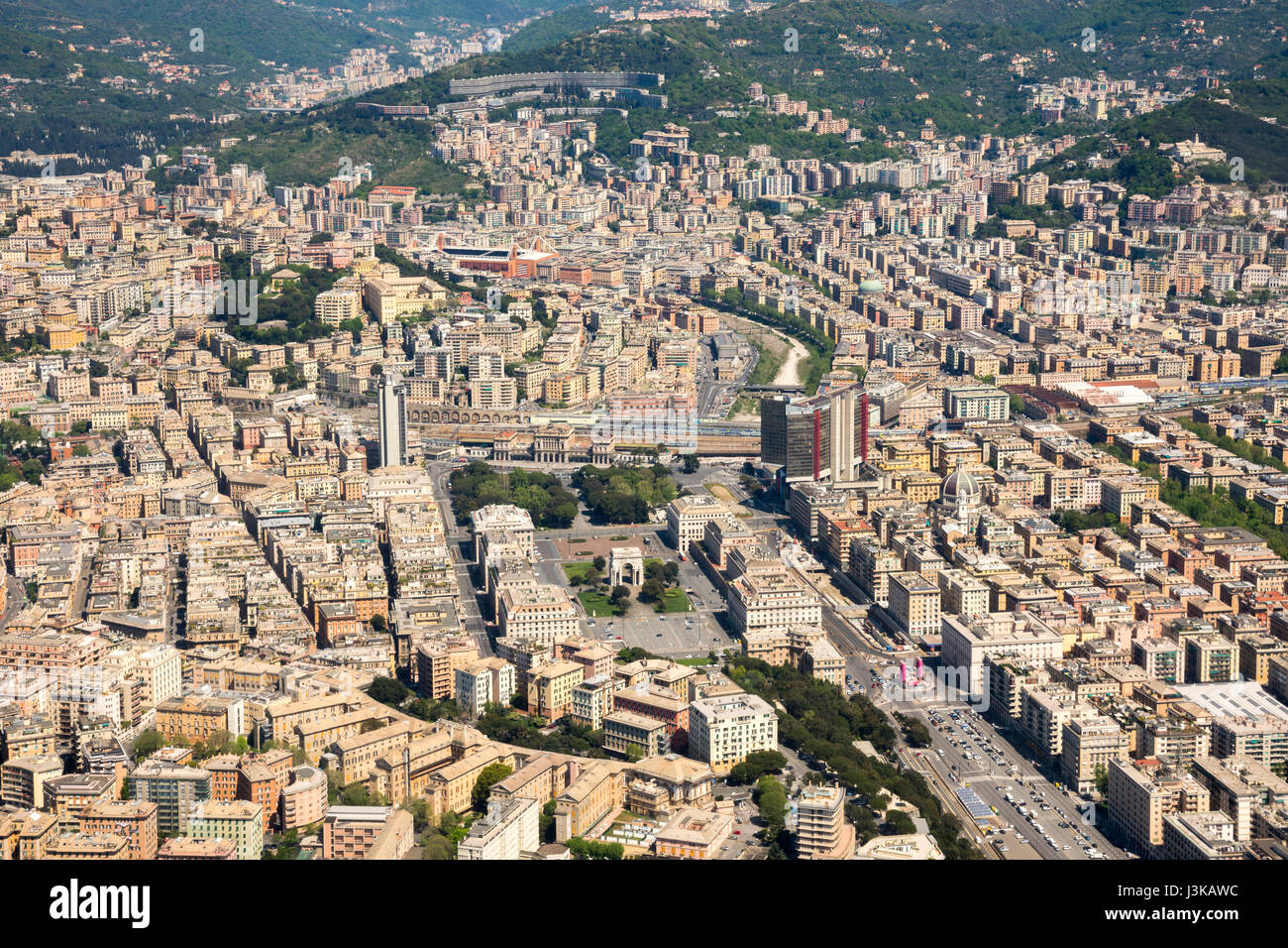 Aerial view of Genoa city in italy Stock Photo - Alamy