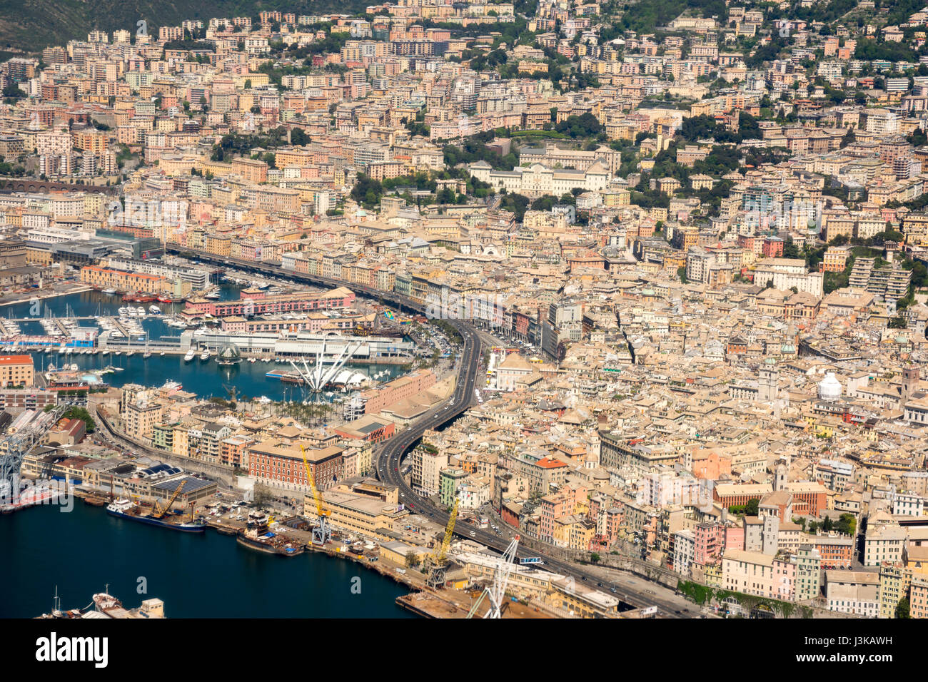 Aerial view of Genoa city in italy Stock Photo - Alamy