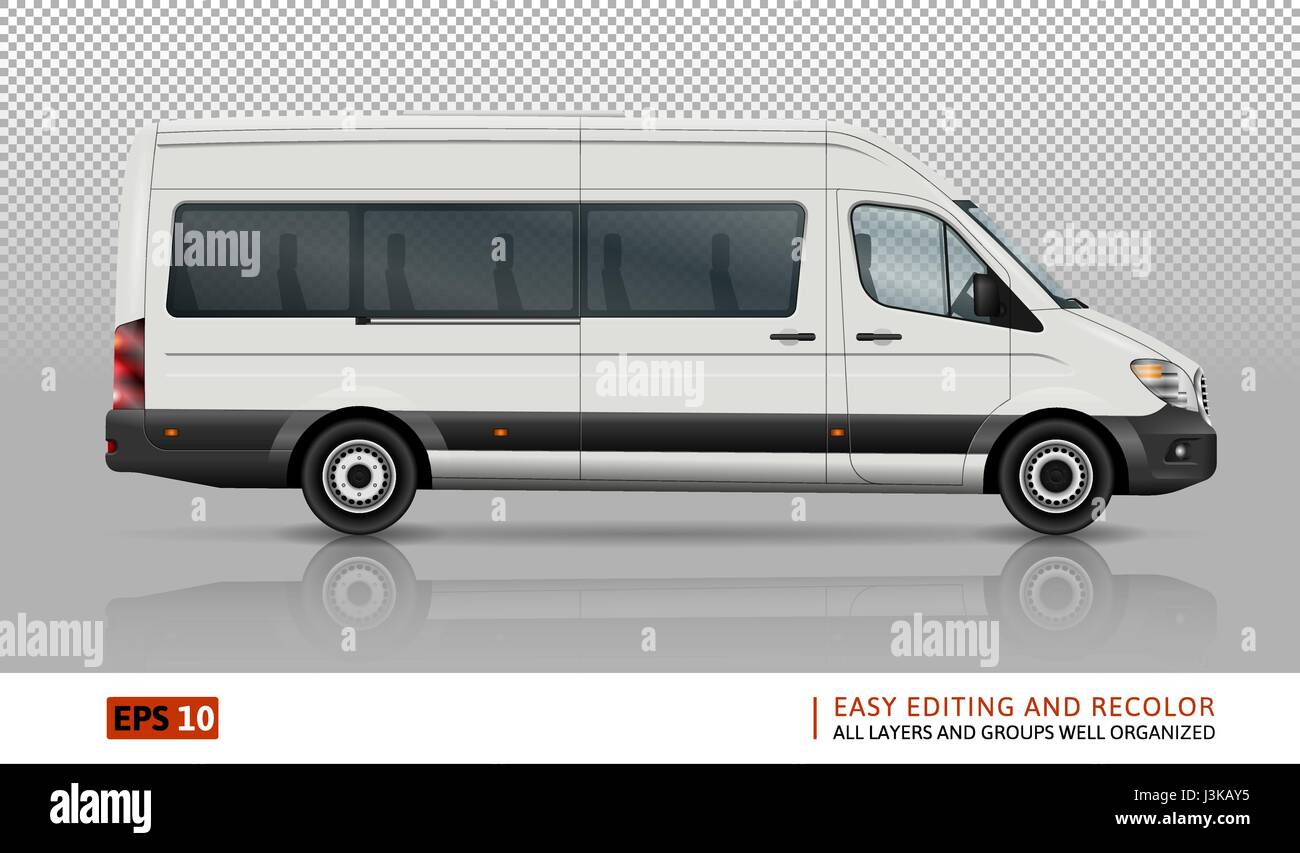 Minivan vector template on transparent background. Isolated city ...